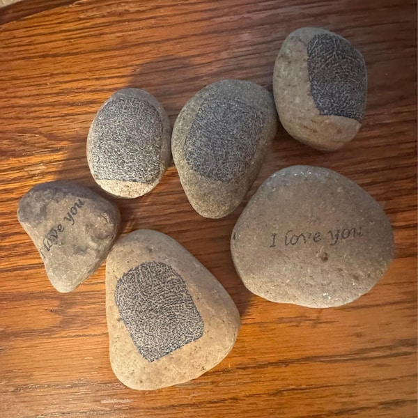 Custom Made Fingerprint Worry Stone, Free Engraved Personalization ...