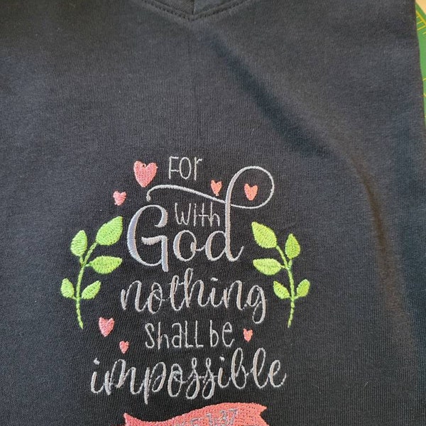 Nothing Impossible With God, Scripture Verse Machine Embroidery Design ...