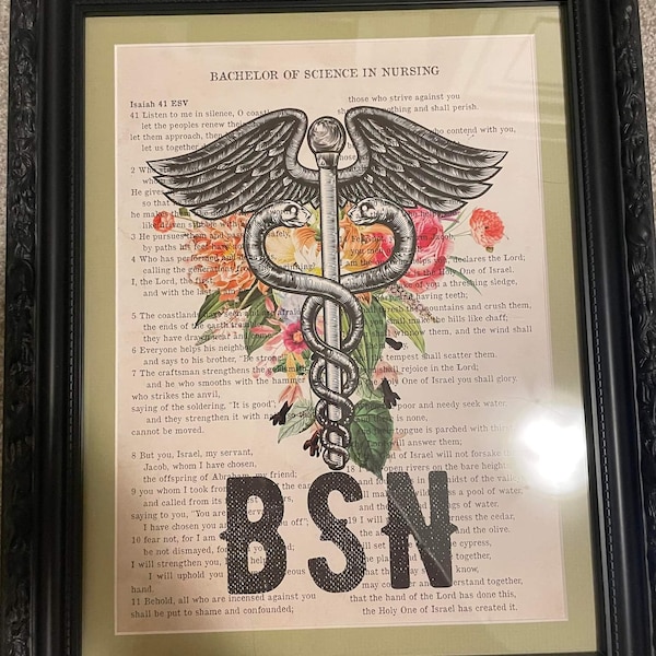 Bachelor of Science in Nursing Gift Idea, BSN With Flowers Print ...