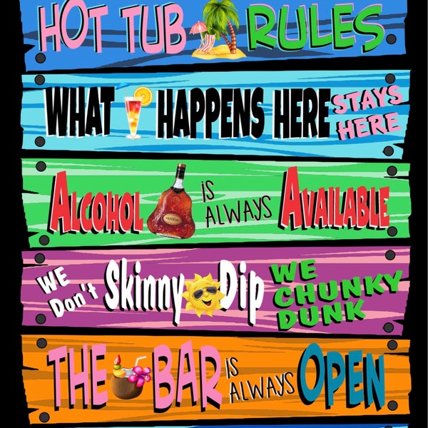 Hot Tub Sign Funny Quotes Rules Outdoor Metal Spa Sign Hot Tub Sign ...