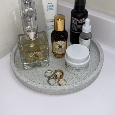 Large Terrazzo Stone Tray Jesmonite Circle Concrete Tray Round Display ...