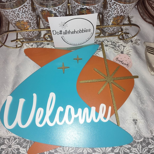 Mid-century Modern Welcome Sign Atomic Boomerang Mid Century ...