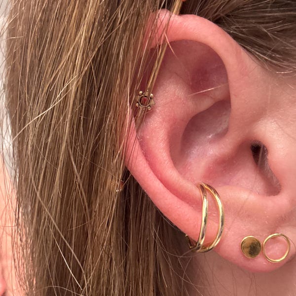 Sterling Silver Double Conch Clicker Hoop, Daith Rook Tragus Earring - Etsy
