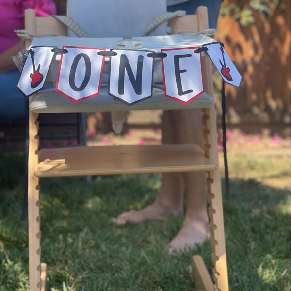 One Rocks High Chair Banner / Guitar Highchair Banner / Rock Party ...
