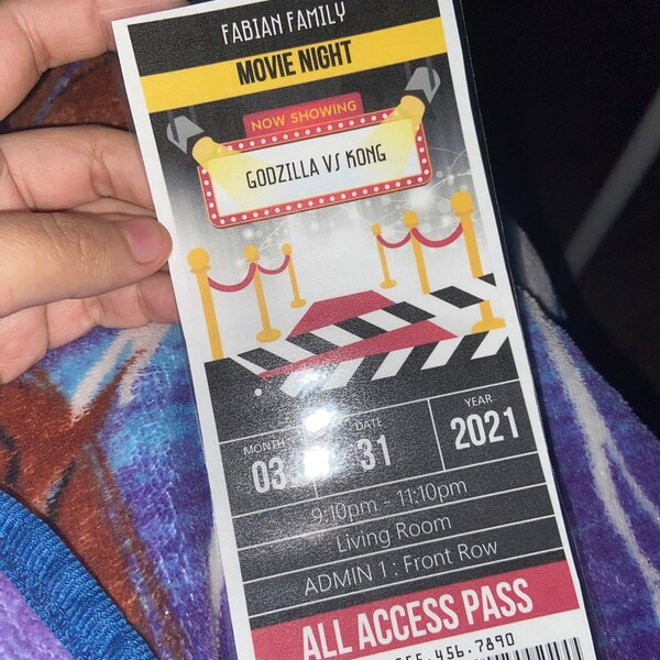 Movie Hollywood Ticket Invitations Birthday Party (instant Download ...