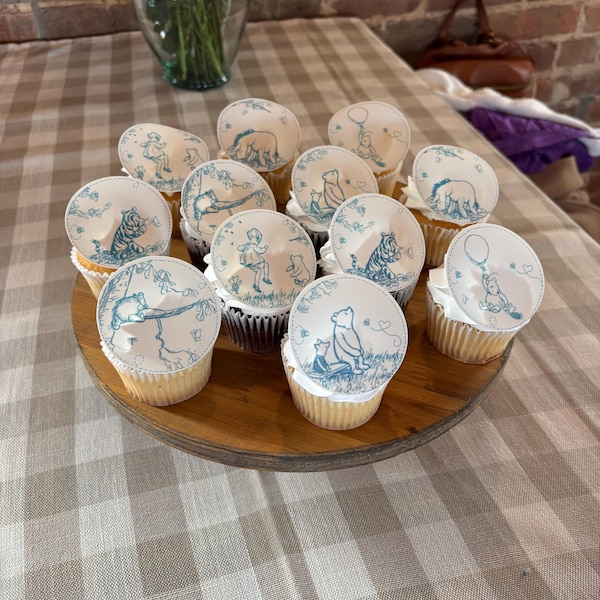 Winnie the Pooh Toile Cupcake Toppers Toile De Jouy Edible Image ...