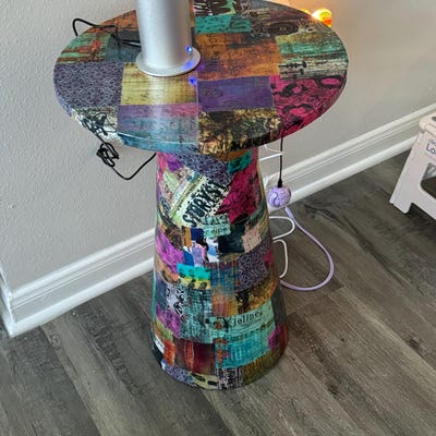 Boho Eclectic Side Table in Collage Patchwork Design Colorful End Table ...