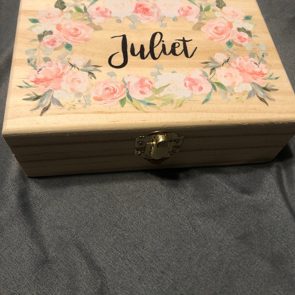 Flower Girl or Bridesmaids Gift Box Jewelry Box Personalized Name ...