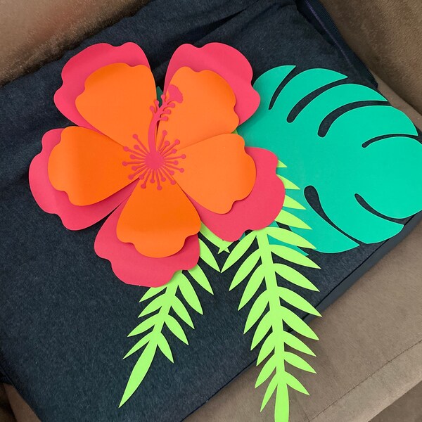 Svg Paper Flower Hibiscus Template, TROPICAL SET Hawaiian Flower,3 ...