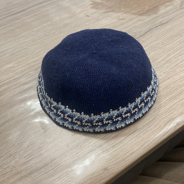 Knitted Kippah 14cm Super Patterns Design Jewish Hand Knit Yamakah ...