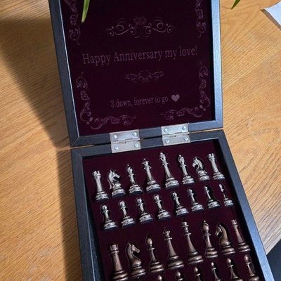 16.5 Inch Luxury Chess Set Large Marble Patterned Chess Personalized Anniversary Chess Gift for ...