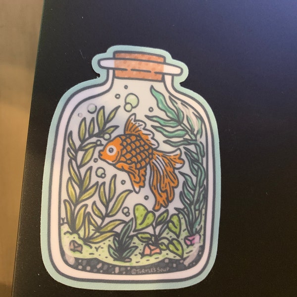 Goldfish Terrarium Vinyl Sticker, Aquatic Sticker, Fishbowl Sticker ...