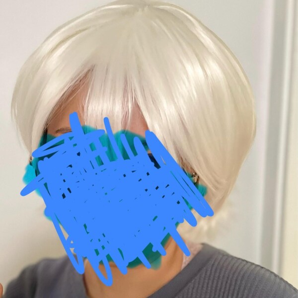 Unisex Snow White Long Fringe Bangs Short Straight Layered Cosplay Wig ...
