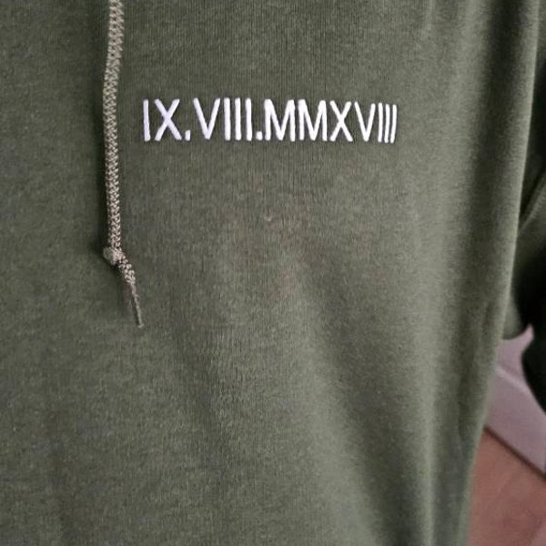 Custom Embroidered Roman Numeral Hoodie, Couple Shirt Initial on Sleeve ...
