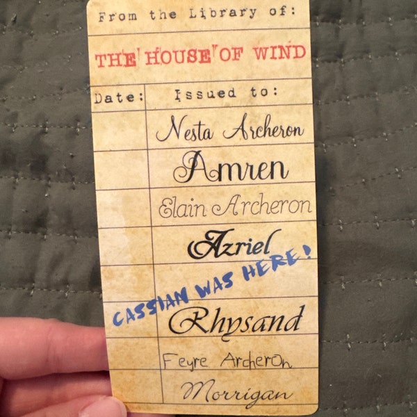 ACOTAR House of Wind Library Card Bookmark | A Court of Thorns and ...