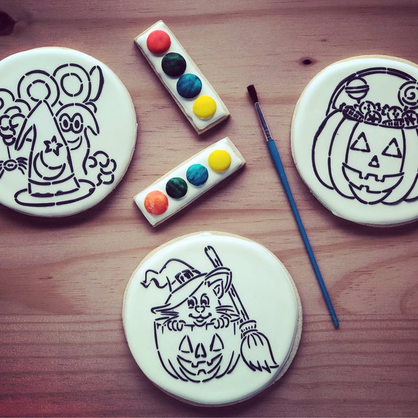 Halloween PYO Cookie Stencil Cute Cat Matching Cookie Cutter Available ...