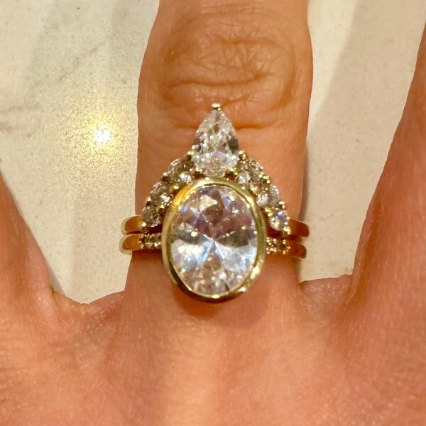 3 CT Classic Oval Cut Solitaire Diamond Ring, Gorgeous Oval Hidden Halo ...