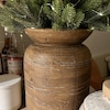 Rustic Clay Vase With Stripe Detail Natural Earthy Brown Painted Wood ...