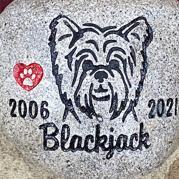 Pet Memorial Stone 9”/10” & 7”/8" Engraved Personalized Rock Stone ...