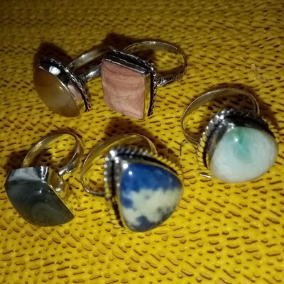 100 Piece Ring Multi Gemstone Mixed Rings Wholesale Lot, 925 Sterling ...