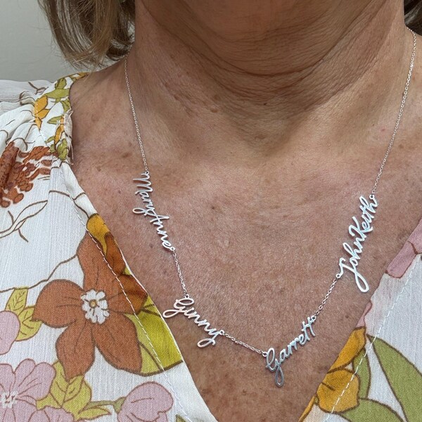 Multi-name Family Necklace, Multiple Nameplated Necklace, Personalized ...