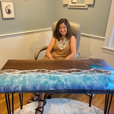 Your Custom Black Walnut Ocean Desk, Wave Desk, Beach Desk, Live Edge ...