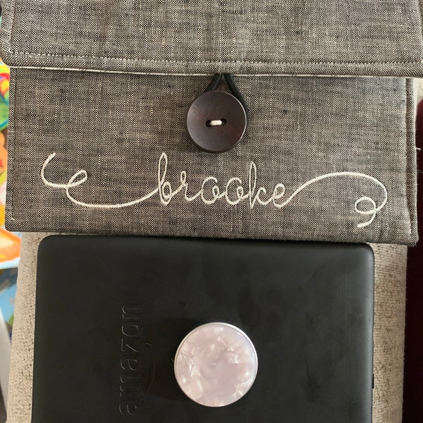 Monogrammed Grey Linen Kindle Case, Personalized Kindle Paperwhite ...