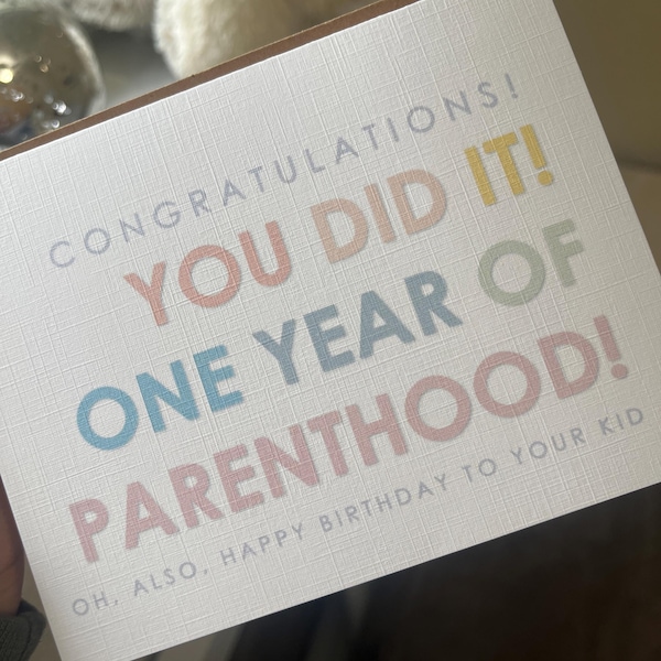 New Parents Greeting Card, First Year of Parenting Card, First Birthday ...