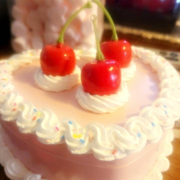 Pink Sprinkle Fake Cake Photo Frame With Cherries Decoden Photo Frame ...