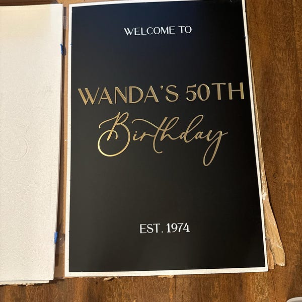 3D Gold Mirror Happy Birthday Acrylic Welcome Entrance Sign, Let's ...