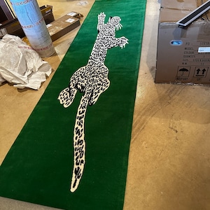 Leopard Area Rug, Animal Print Rug, Green Area Rug Carpet, Hand Tufted ...