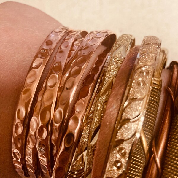 Pure Copper Bangle, Set of 7 Solid Copper Bangle, Set of 7 Pcs ...