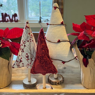 Cow Print Fabric Tree, Rustic Christmas Decor, Farmhouse Christmas ...