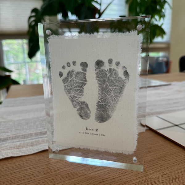 Baby Footprint Art, Personalized Birth Announcement, Photo Tapestry, Newborn Footprint ...