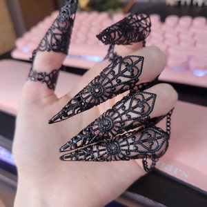 Hand Armor Finger Claws Goth Halloween Gift Claw Rings kali, Dark Nail ...