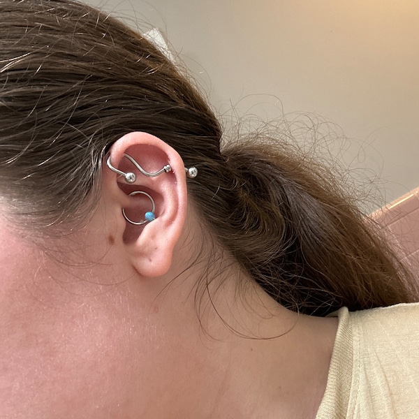 Industrial Barbell - Waved Piercing Bar - Surgical Steel 14G 1 1/4" Ear ...