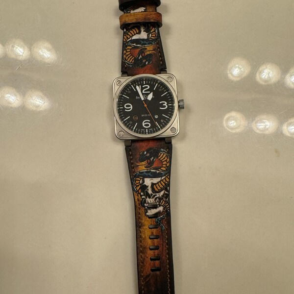 Bell and Ross Watch Strap Black Series Handmade Leather Straps - Etsy