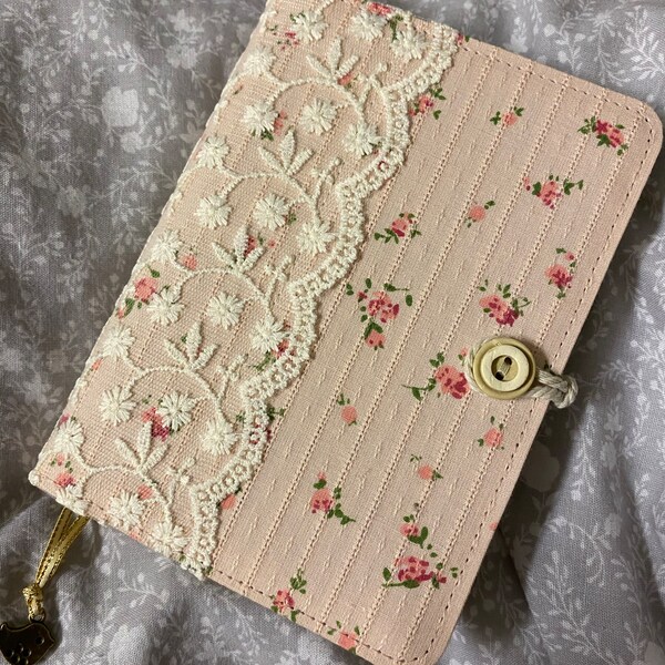 Pink Flower Lace Notebook Original Fabric Journal A5 A6 Handmade Floral ...