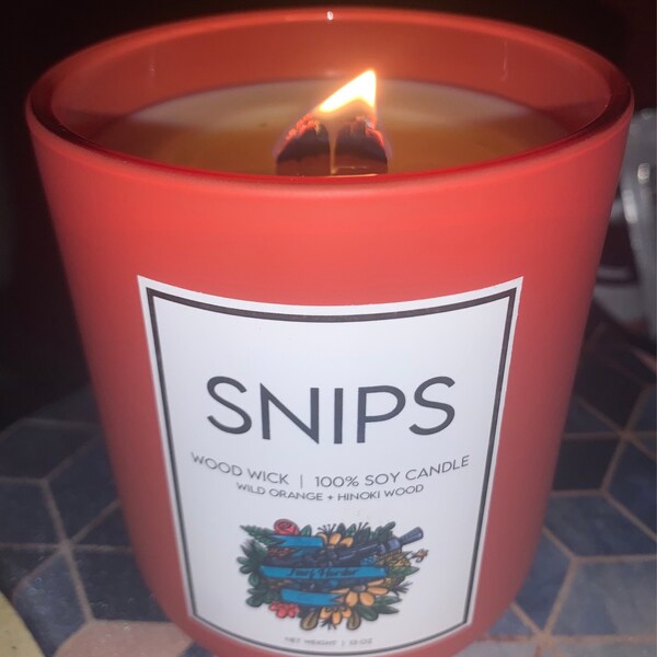100% SOY CANDLE | Snips (13 Oz) | Wild Orange + Hinoki Wood - Etsy