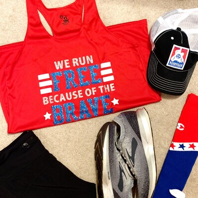 We Run FREE Because of the BRAVE Your Choice Blue or Red Patriotic ...