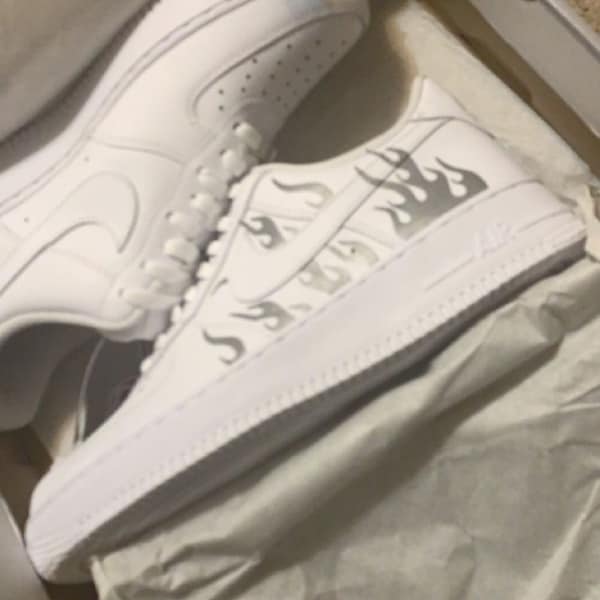 Reflective Flames Black Nike Air Force 1 | Custom Air Force 1s One | 3m ...