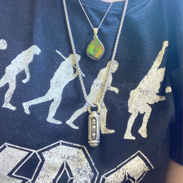 Sterling Silver Antique Hell Key Pendant Necklace, Antique Key Skull ...