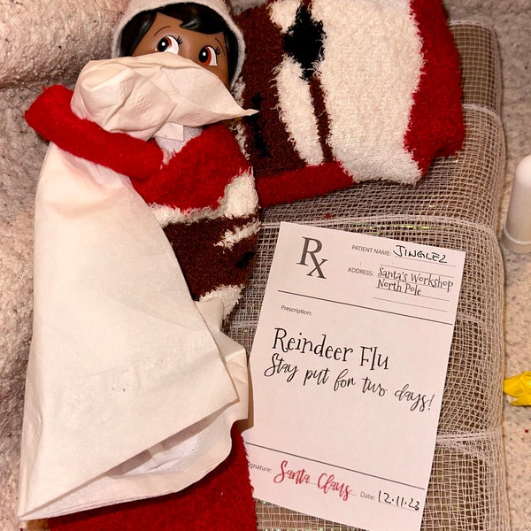 4 Elf Prescriptions RX From Santa | Official Elf Doctor Note | Sick Elf ...