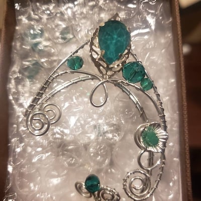 Elf Ears Green Ear Cuff Elf Ear Cuff Silver Ear Cuff Elf Cosplay Elven ...