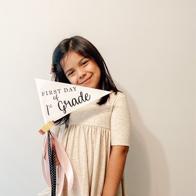 First Day of First Grade Pennant Flag Printables // First Day of School ...