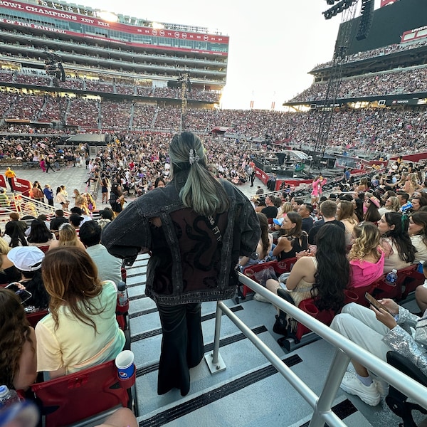 Unique Oversized Custom Black Denim Outer Space Jacket With Sheer Lace ...