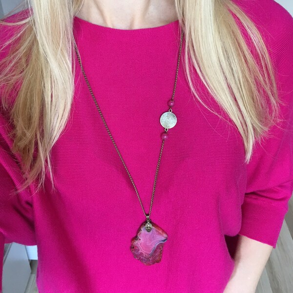 Lodolite Pendant, Phantom Quartz Pendant, Pink Lodolite, Gemstone ...