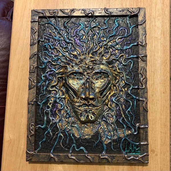 Biomechanic Cyborg Wall Sculpture, Cyberpunk Clay Wall Hanging, HR ...