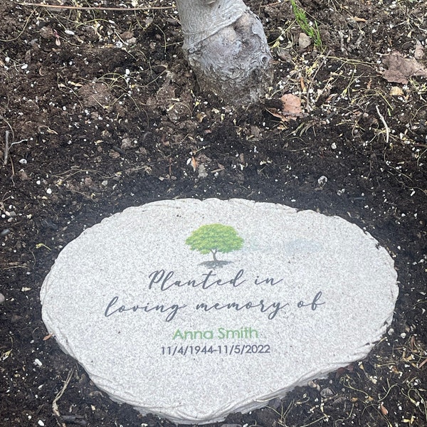 Personalized Planted in Loving Memory Flat Garden Stone, Memorial ...