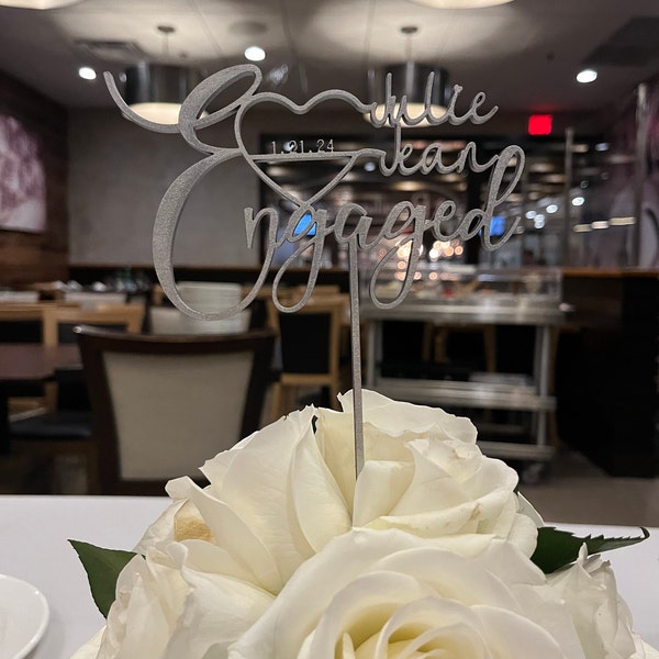 Personalized Engagement Cake Topper, Couple Name With Heart Cake Topper ...